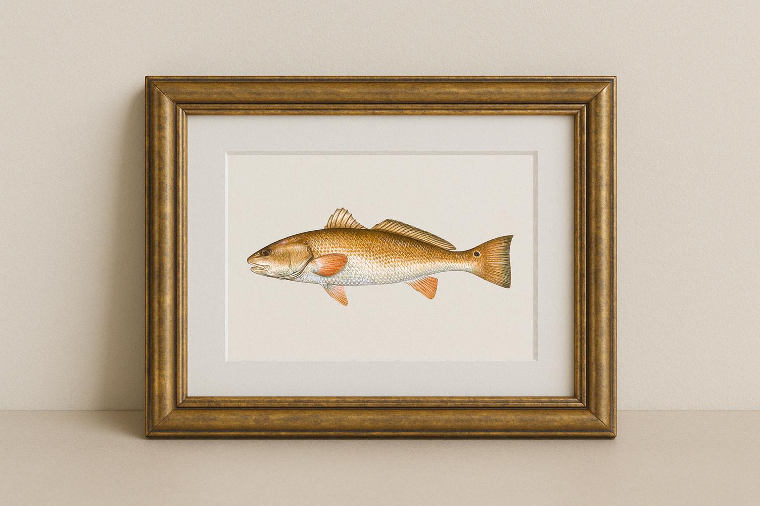 Redfish Art Print: Minimalist Fish Illustration, Coastal Decor - Etsy