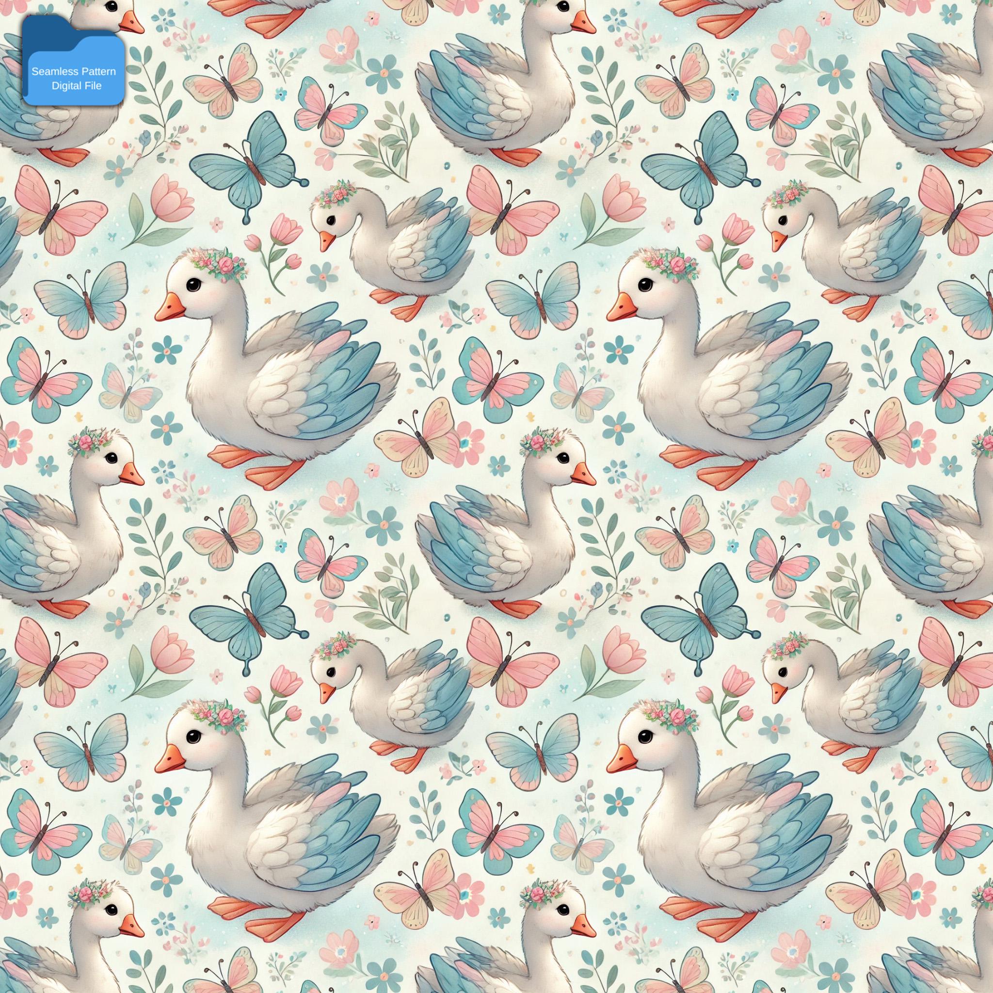 Baby Geese Nursery Seamless Pattern Digital File for Fabric Printing ...