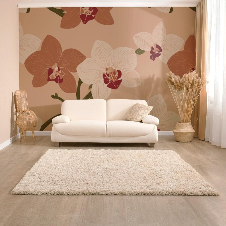 Seamless Orchid Floral Pattern - Terracotta and Pastel Design for ...