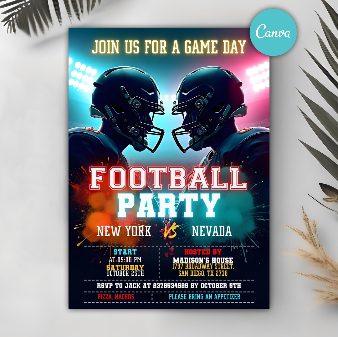 Editable Football Invitation, Football Birthday Party Invitation ...