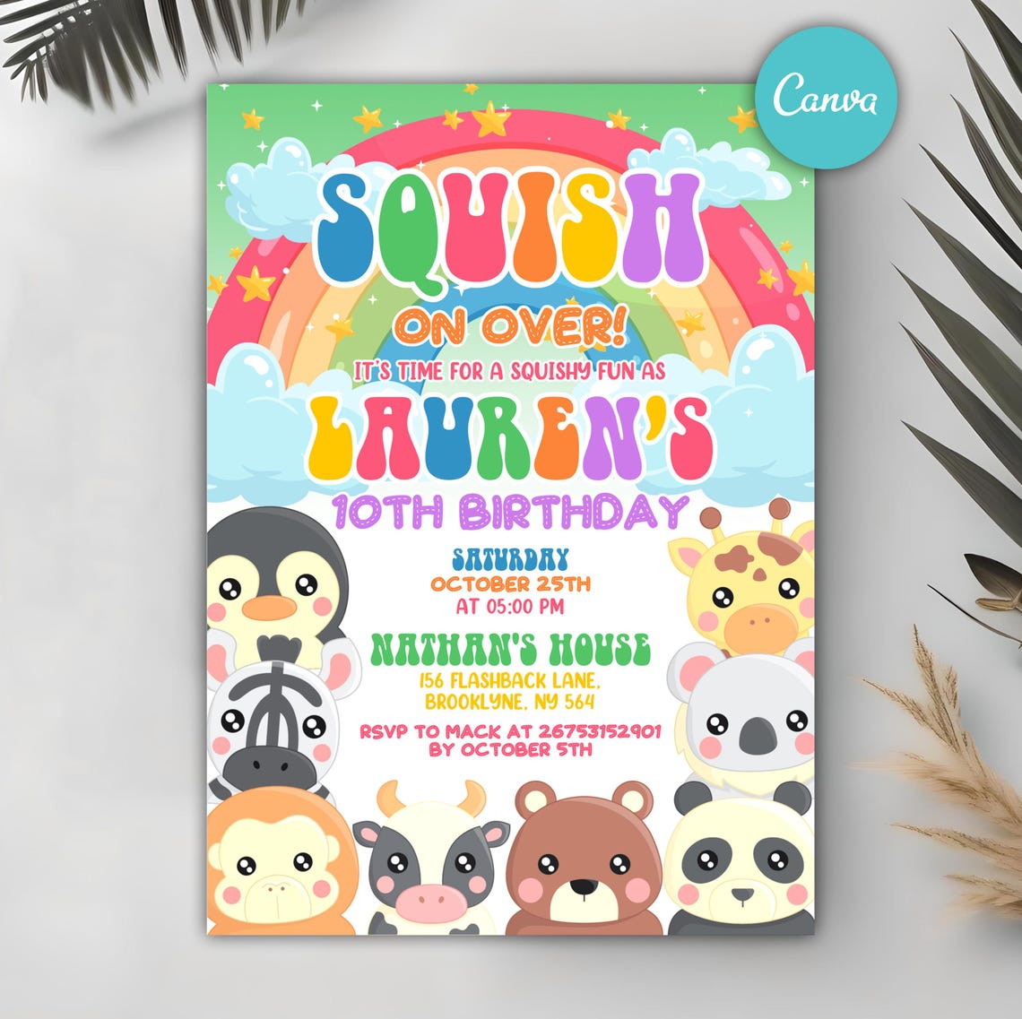 Squishmallow Birthday Invitation, Squishmallow Invitation, Squish ...