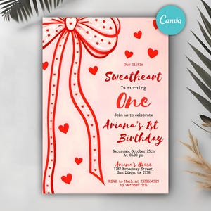Editable Valentines Invitation, Sweetheart Birthday Invitation, Little ...