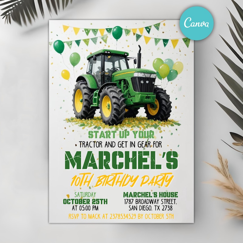 Tractor Birthday Flyer - Etsy