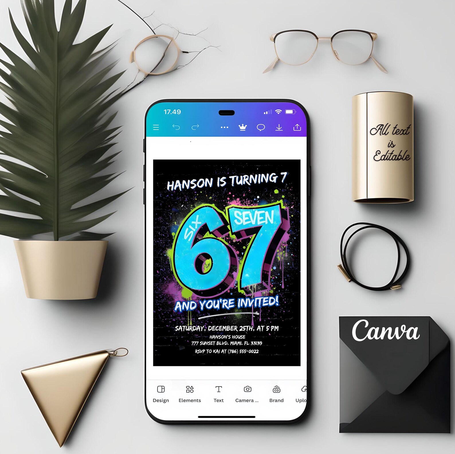 Editable Six Seven Birthday Invitation, 6 7 Meme Party Invite, Gen ...
