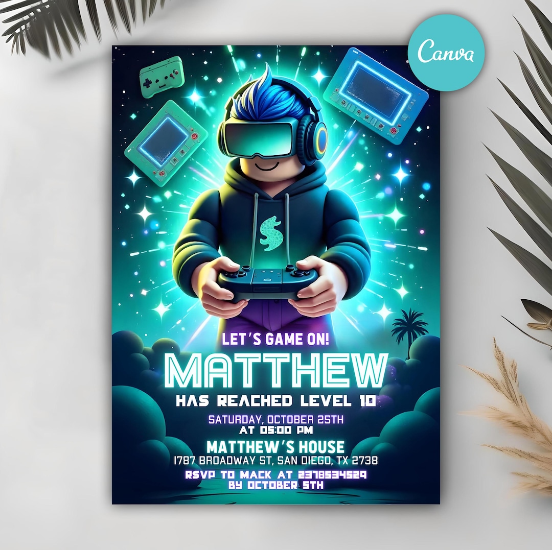 Editable Birthday Party Invitation Template, Game Birthday Invitation ...