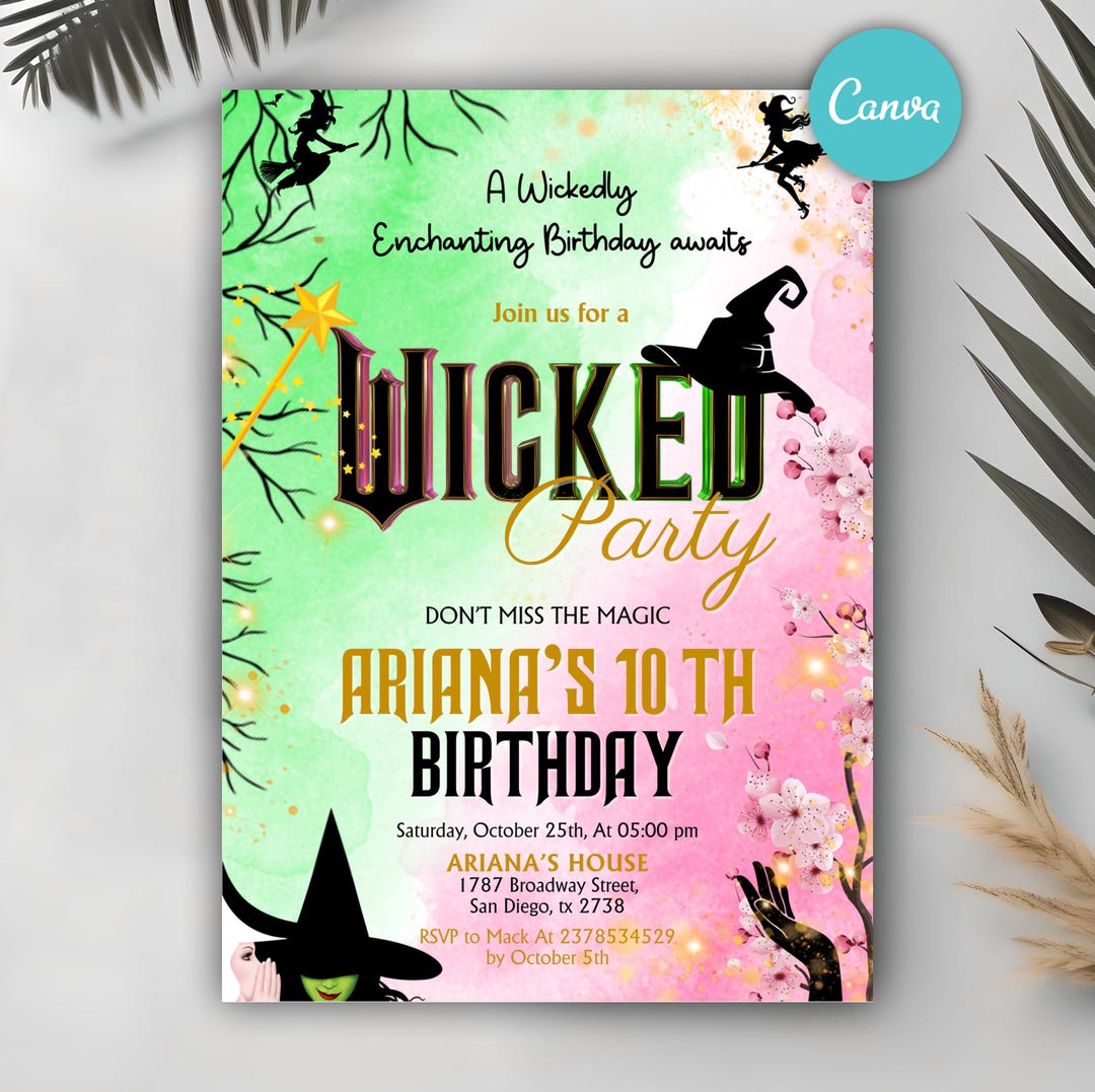 Wicked Birthday Party Invitation, Wicked Party Invitation, WICKED ...