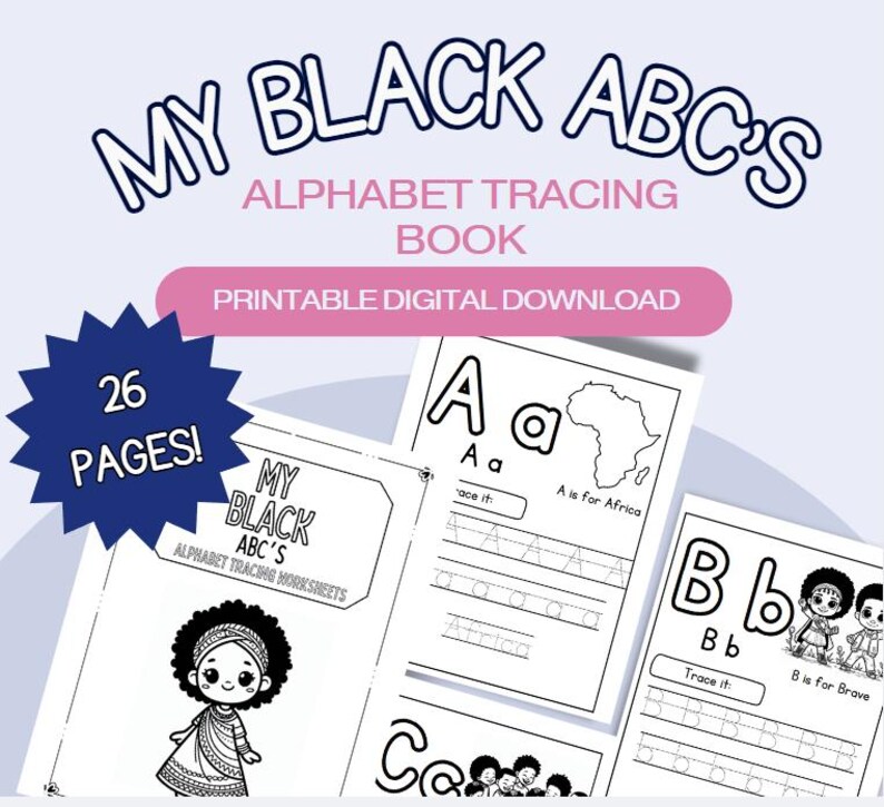 Black History Abc's Tracing Worksheets for Kids, Printable Letter ...