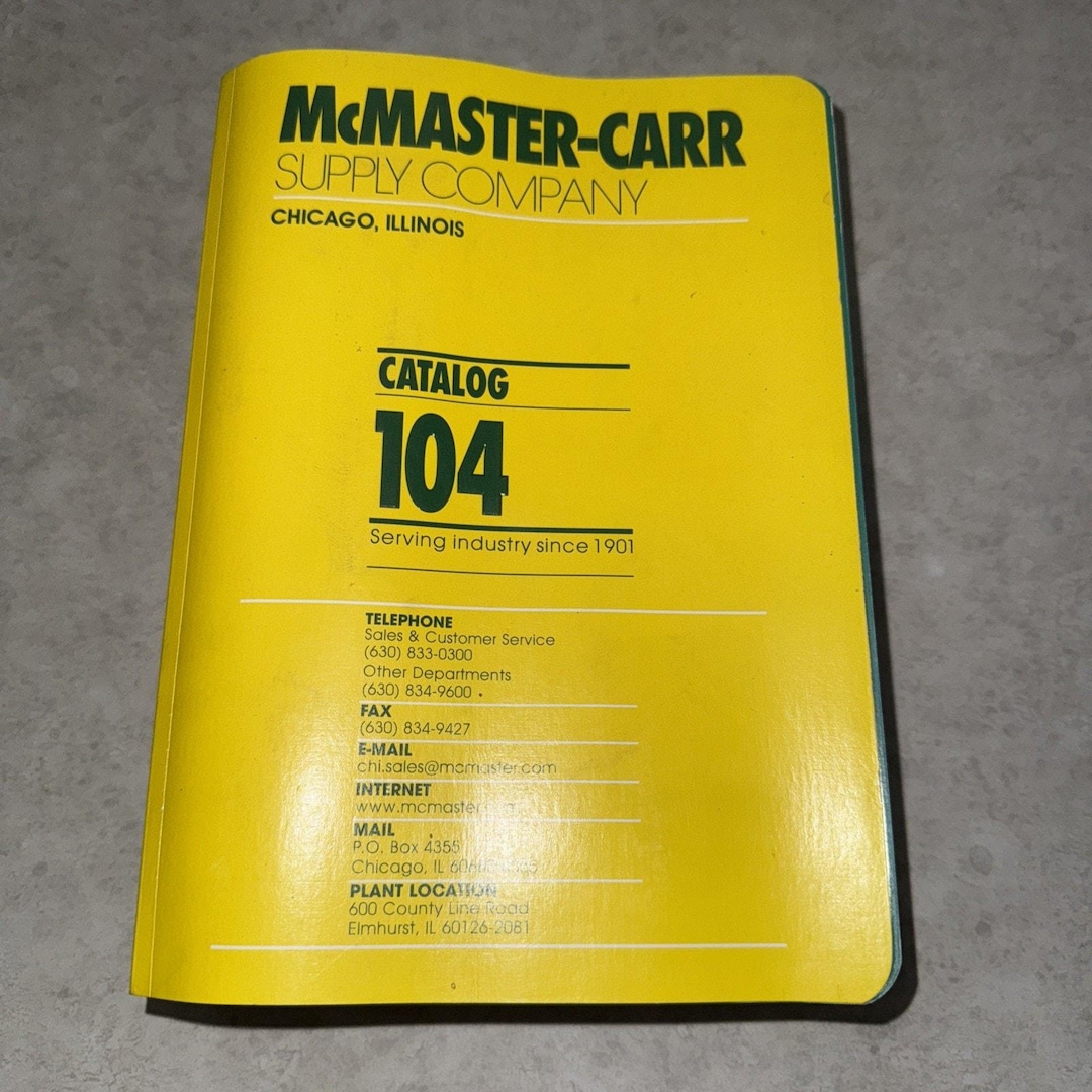 Mcmaster-carr Supply Company Catalog 104 Chicago Paperback 1998 Vtg ...