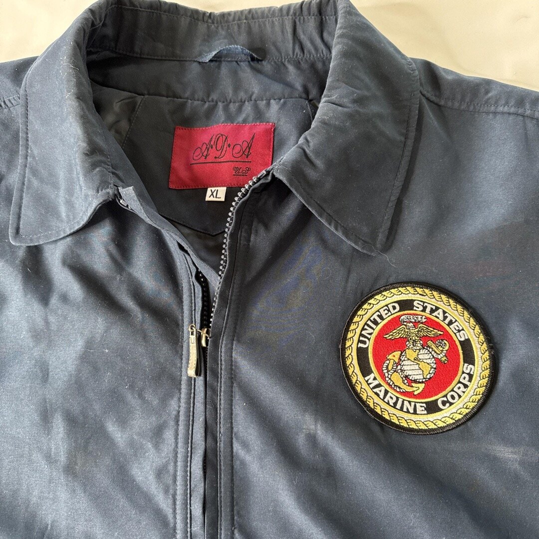 Vtg US Marine Corps Nylon Full Zip Jacket Men Sz XL Windbreaker USA ...