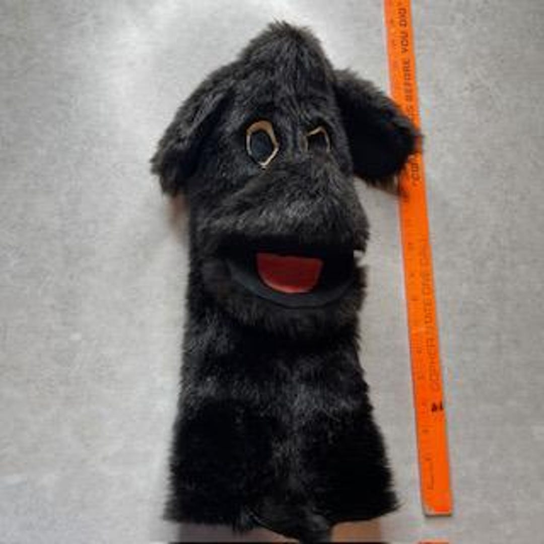 Vtg Dog Puppy Puppet Handmade Black 17" Long Mouth Opens Homemade - Etsy