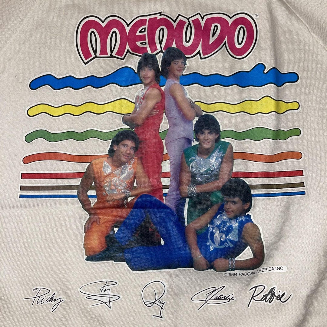Menudo 80s Cut Sweatshirt Adult Size Medium Velva Sheen 1984 Boys Band ...