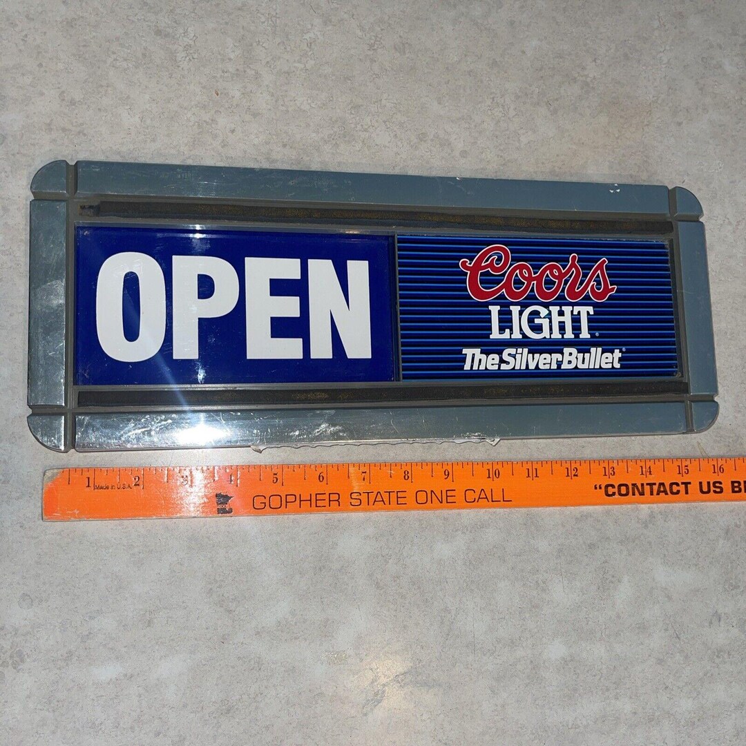 Vintage Coors Light Sign Slides Open Closed 16” Long 1991 Front Back ...