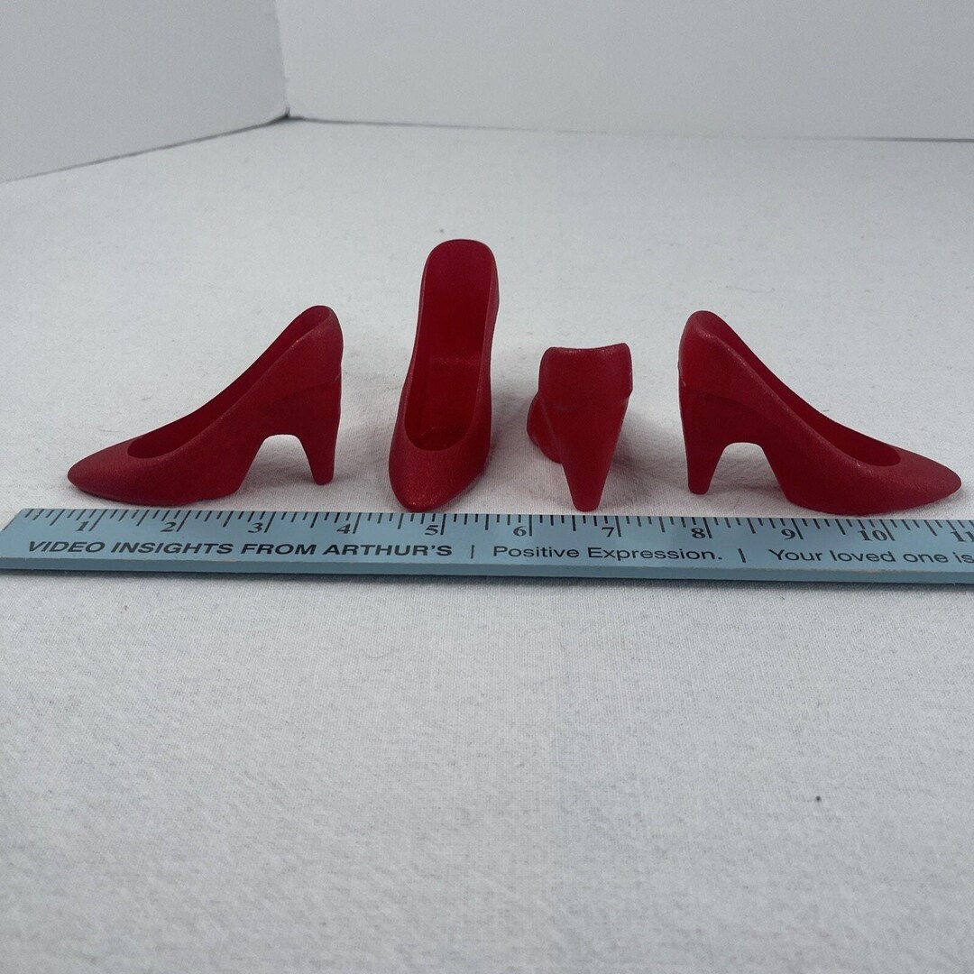 4 Ruby Red Doll Shoes Sparkly 4” Long Craft Project Statue High Heals ...