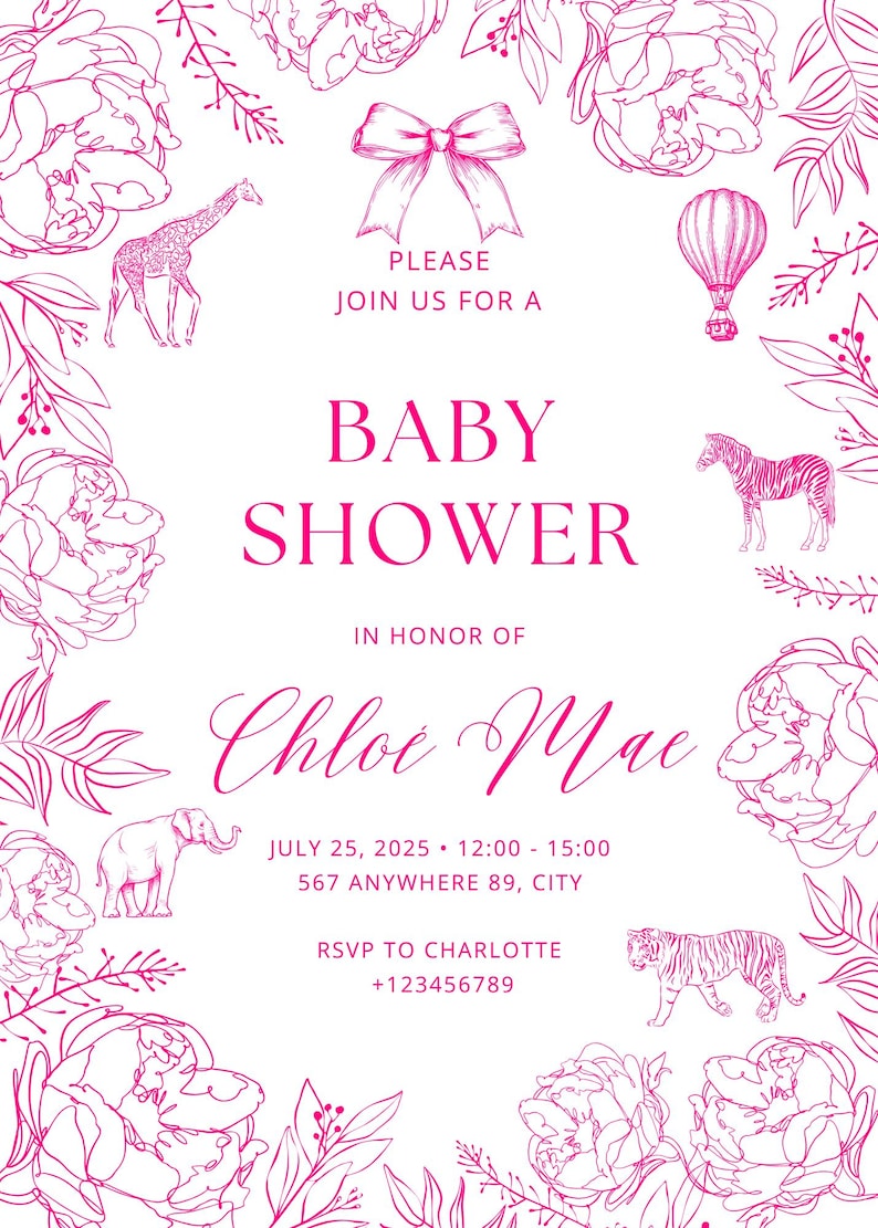 Pink Dior Baby Shower Invitation Template (digital Download) - Etsy