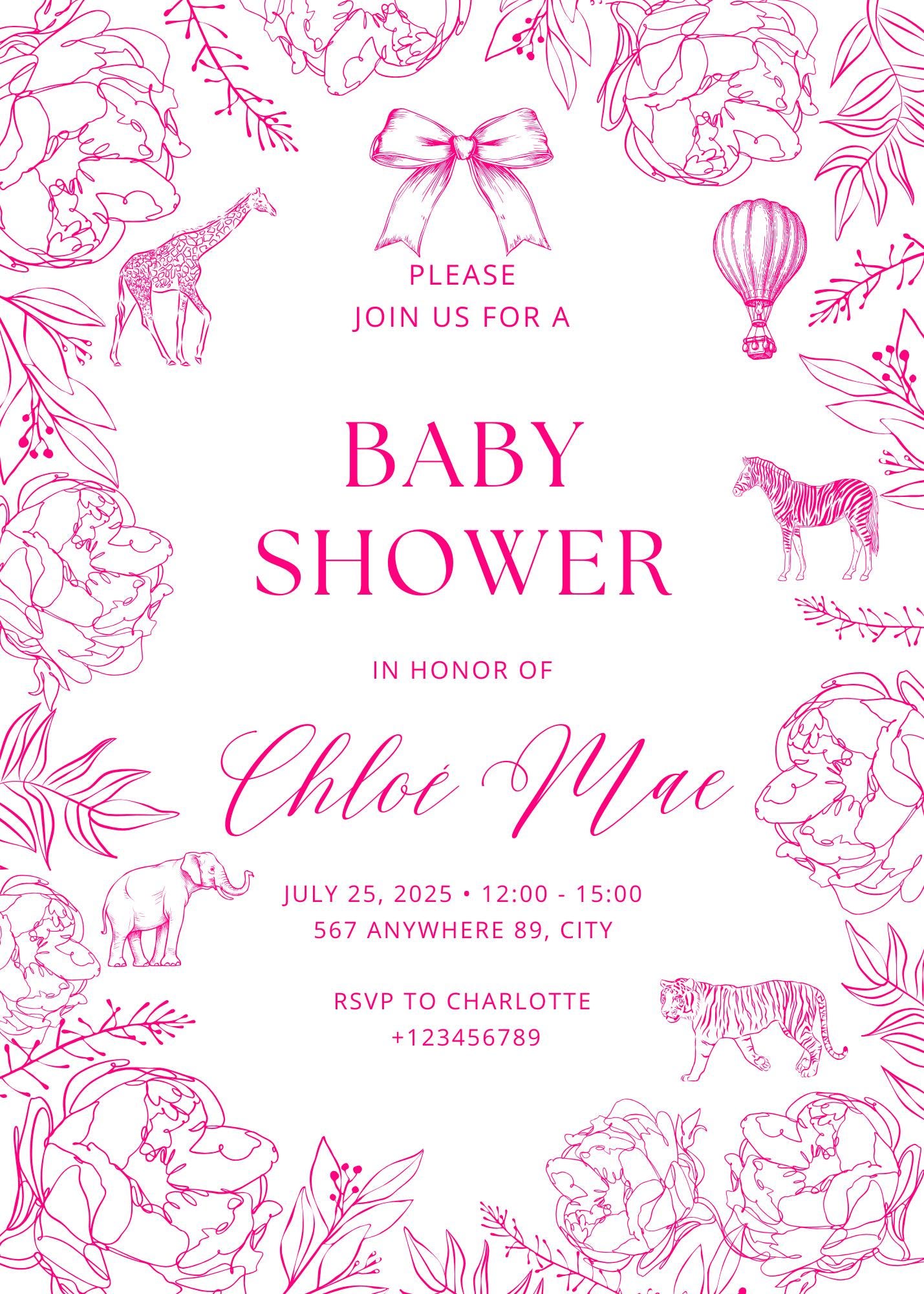 Editable Pink Dior Baby Shower Digital Download Canva Invitation ...