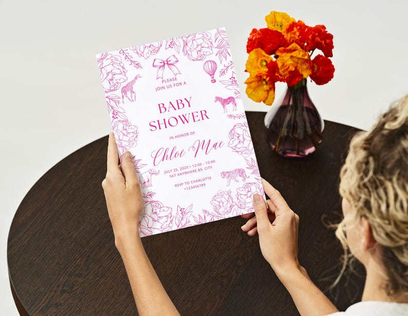 Pink Dior Baby Shower Invitation Template (digital Download) - Etsy