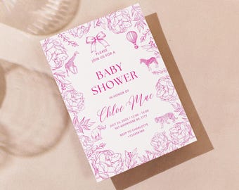 Pink Dior Baby Shower Digital Download Canva Invitation Template - Etsy