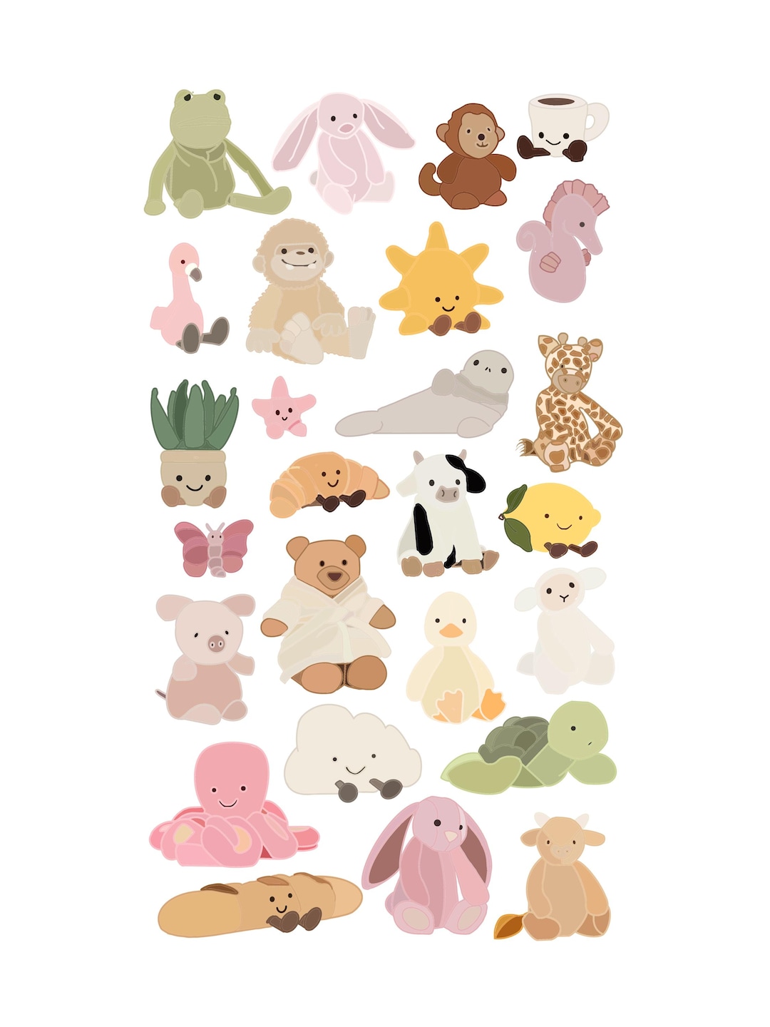 Jellycat Inspired Wall Art - Etsy UK