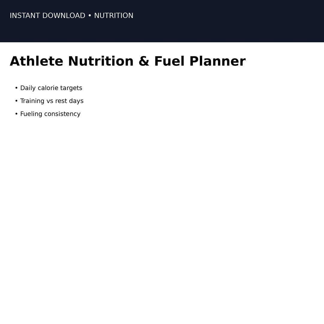Athlete Nutrition & Fuel Planner Spreadsheet | Calorie Tracking, Meal ...