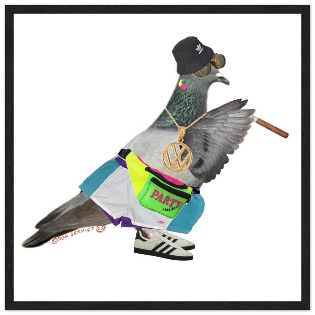 90s Rave Pigeon Framed Poster - Etsy