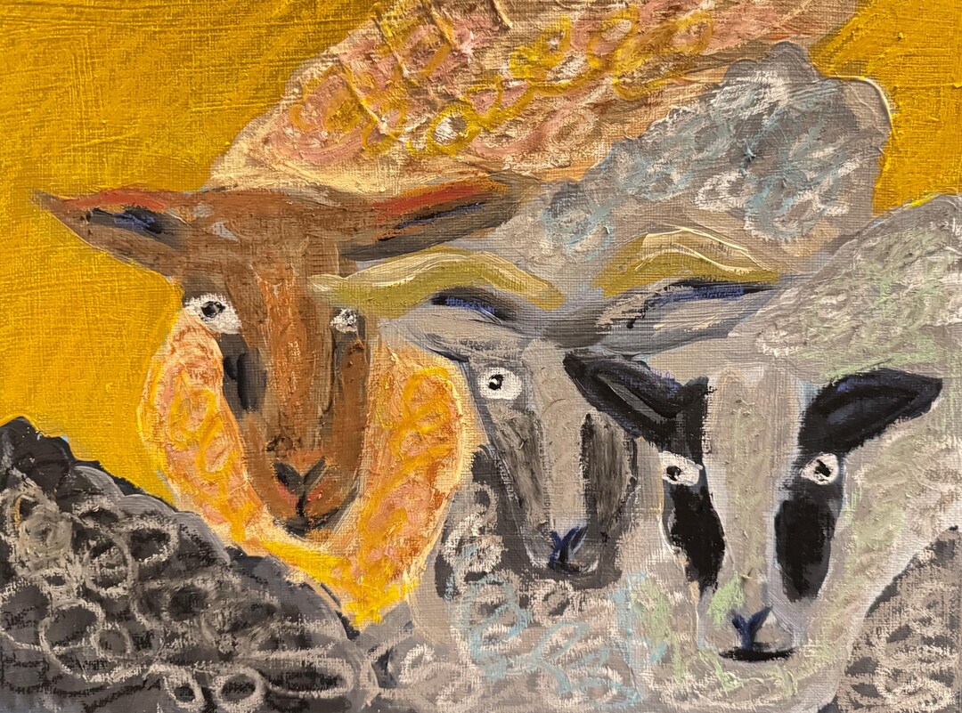 Scream Sheep - Acrylic and Oil Pastel 12x9 - Etsy