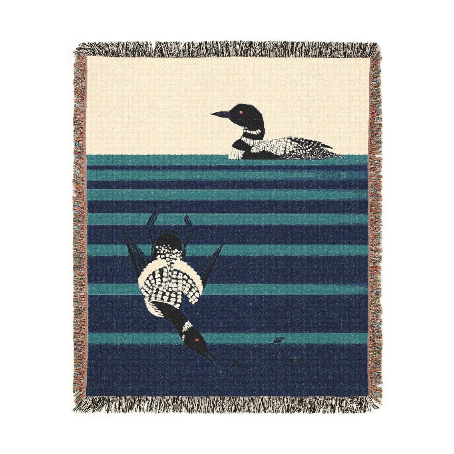 Cozy Loon Cabin Woven Throw Blanket, Nature Lovers, Bird, Cabin or Lake ...