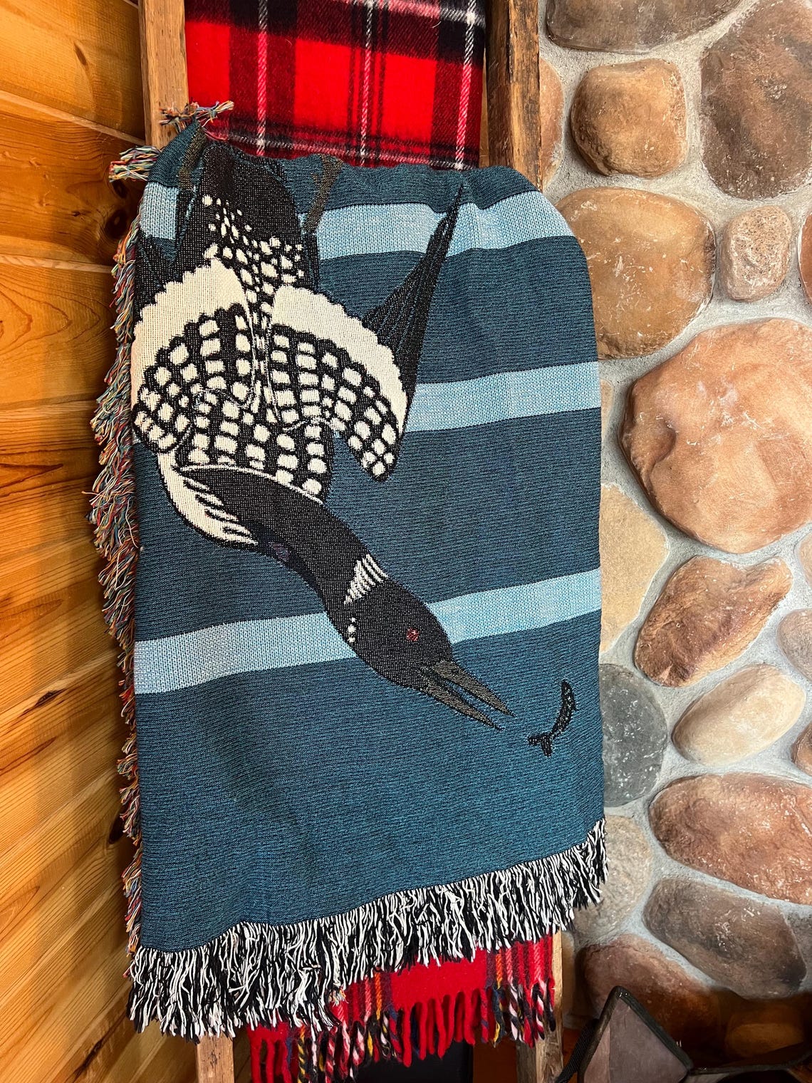 Cozy Loon Cabin Woven Throw Blanket, Nature Lovers, Bird, Cabin or Lake ...