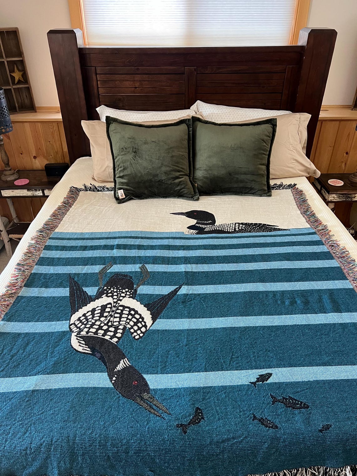 Cozy Loon Cabin Woven Throw Blanket, Nature Lovers, Bird, Cabin or Lake ...