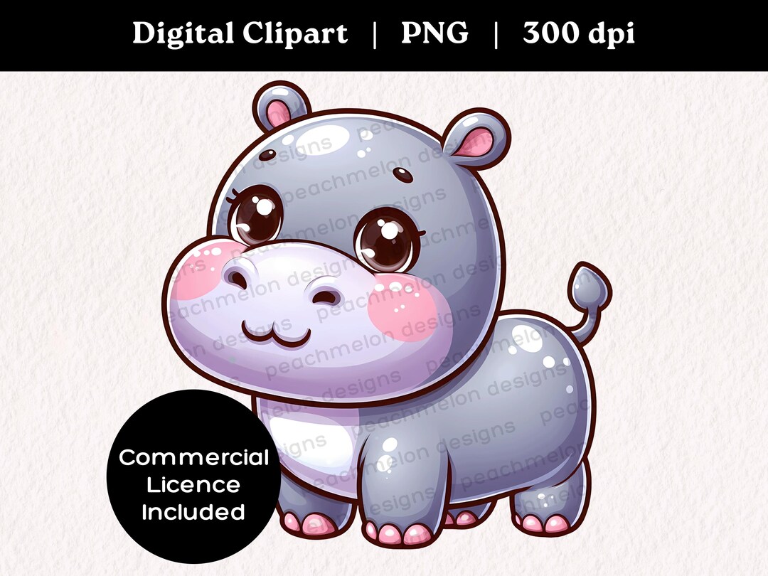 Moo Deng Baby Hippo Clipart PNG Commercial Use Digital Download Cute ...