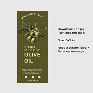 Personalized Olive Oil Label: Custom Text, Kitchen Gift (PDF) - Etsy
