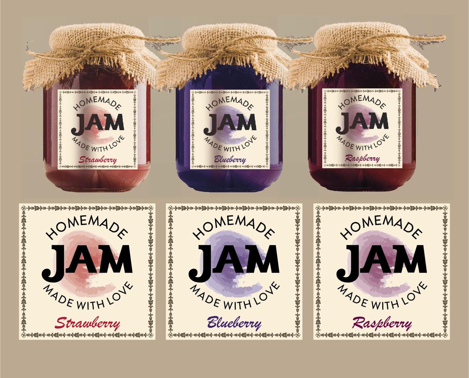 Homemade Jam Labels, Vintage Mason Jar Stickers, Printable Canning Tags ...