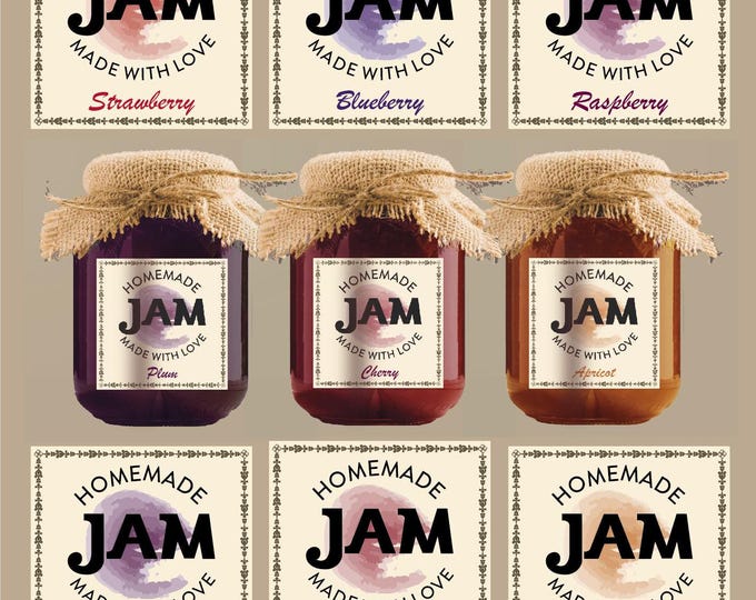 Jam Label Printable for Mason Jars, Homemade Jelly Product, Country ...