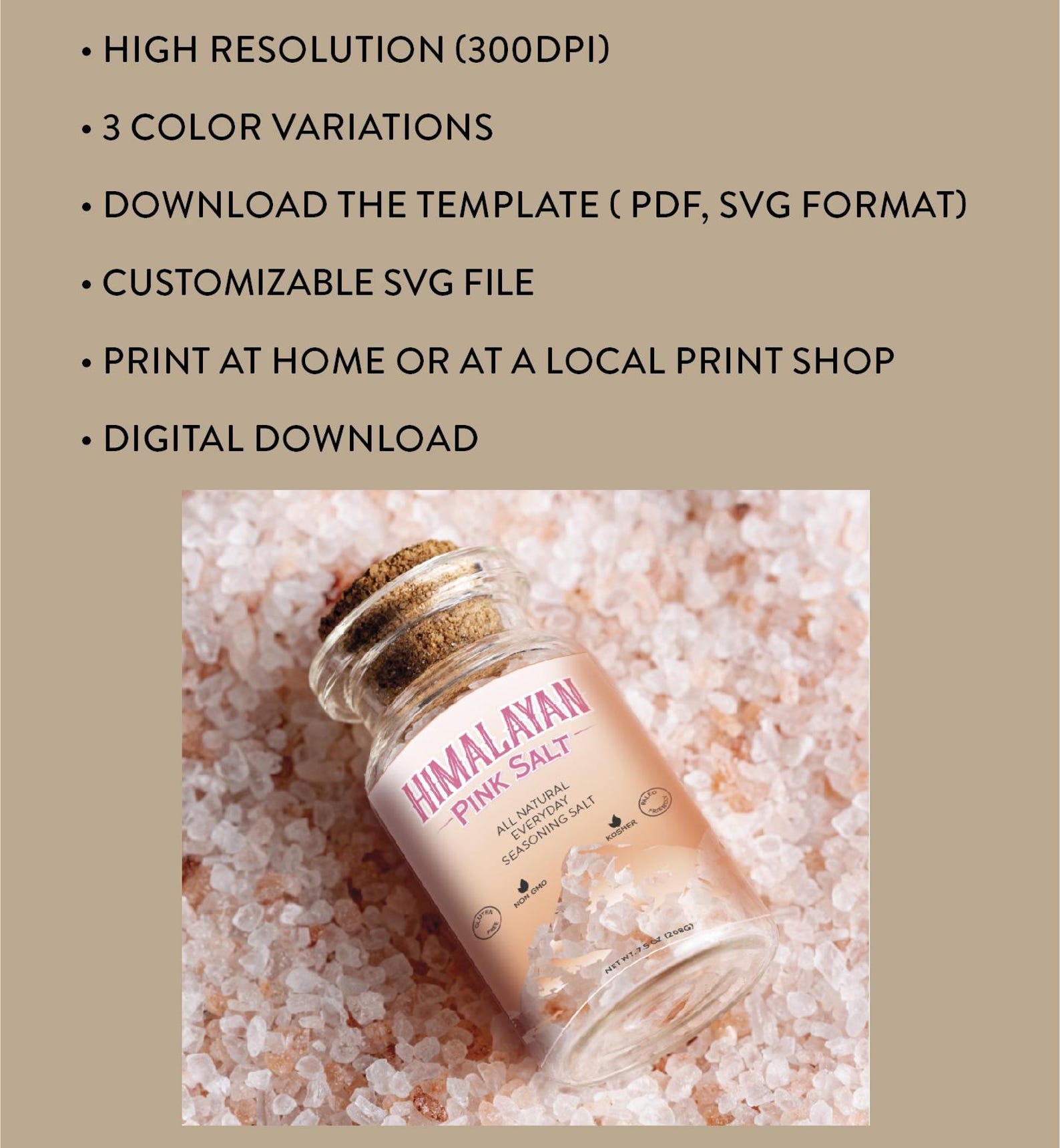 Himalayan Pink Salt Label – Printable, Customizable Label for Himalayan ...
