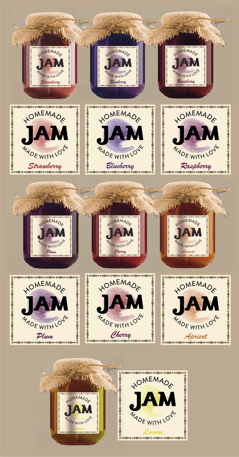 Homemade Jam Labels, Vintage Mason Jar Stickers, Printable Canning Tags ...