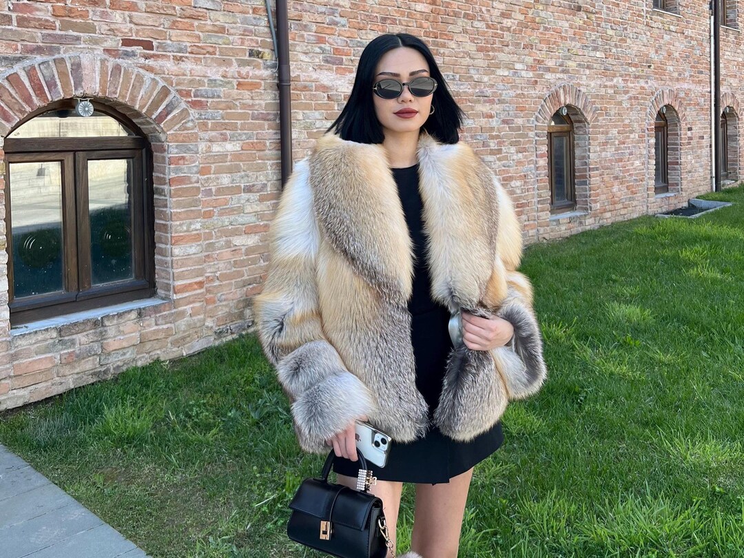 Gold Fox Fur Jacket | Women's Fur Jacket | Fur Jacket | Luxury Winter Outerwear - Etsy