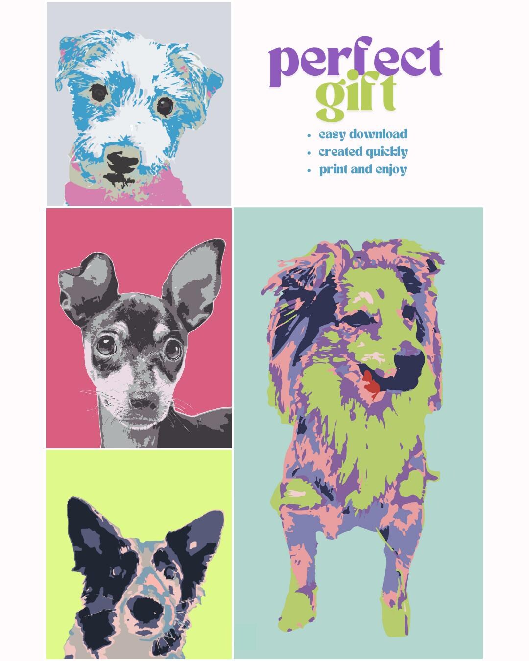 Custom Pop Art Pet Portrait,personalized Pet Art,colorful Pet Portrait ...