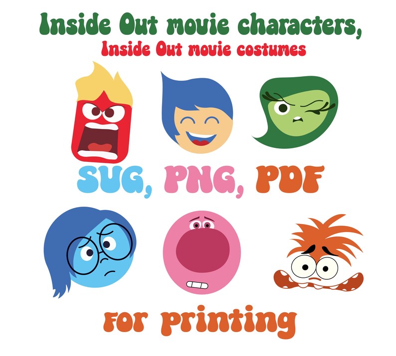 Inside Out Movie Characters, Inside Out Movie Costumes, SVG, PNG, PDF ...