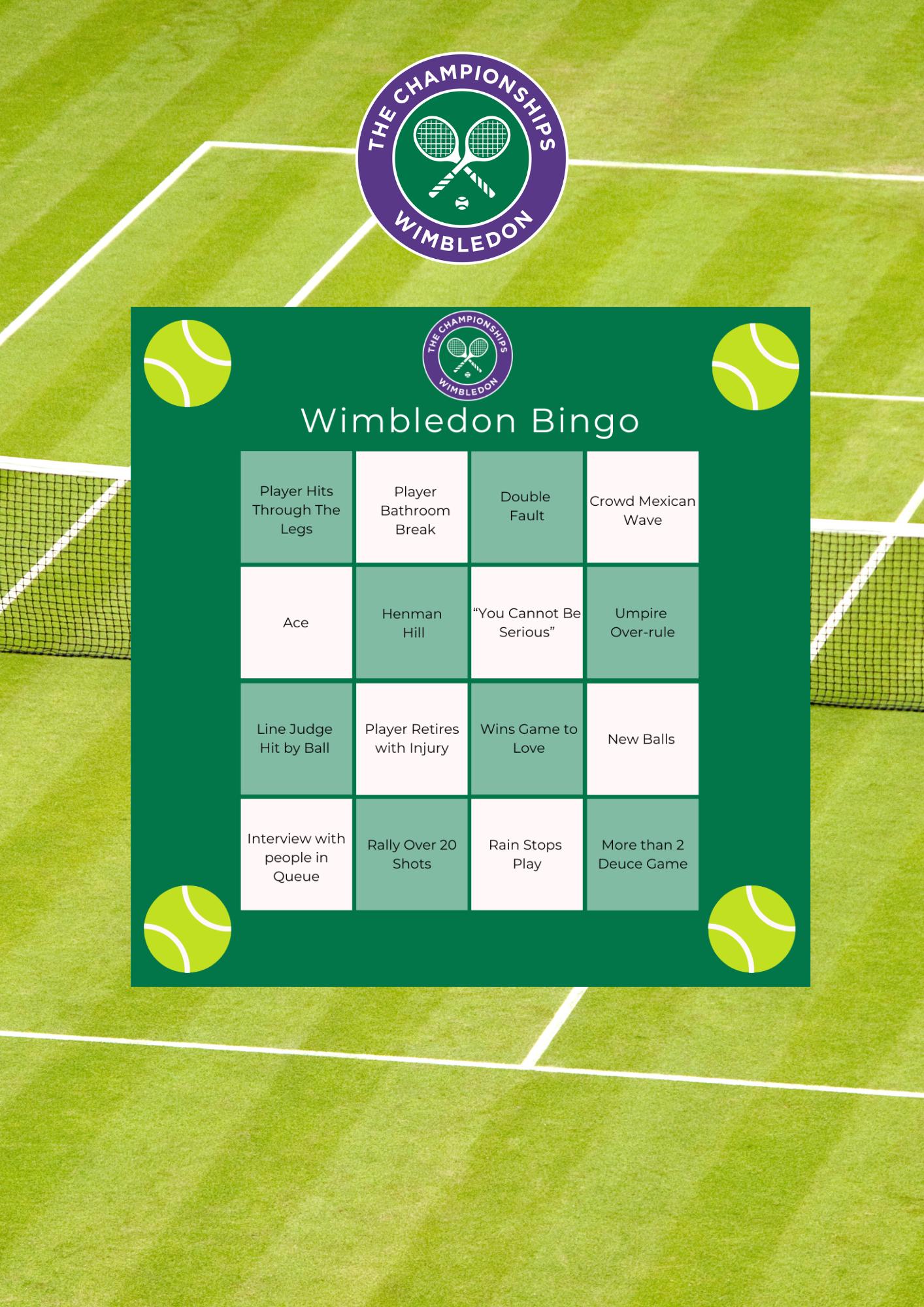 Wimbledon Bingo Cards - Etsy
