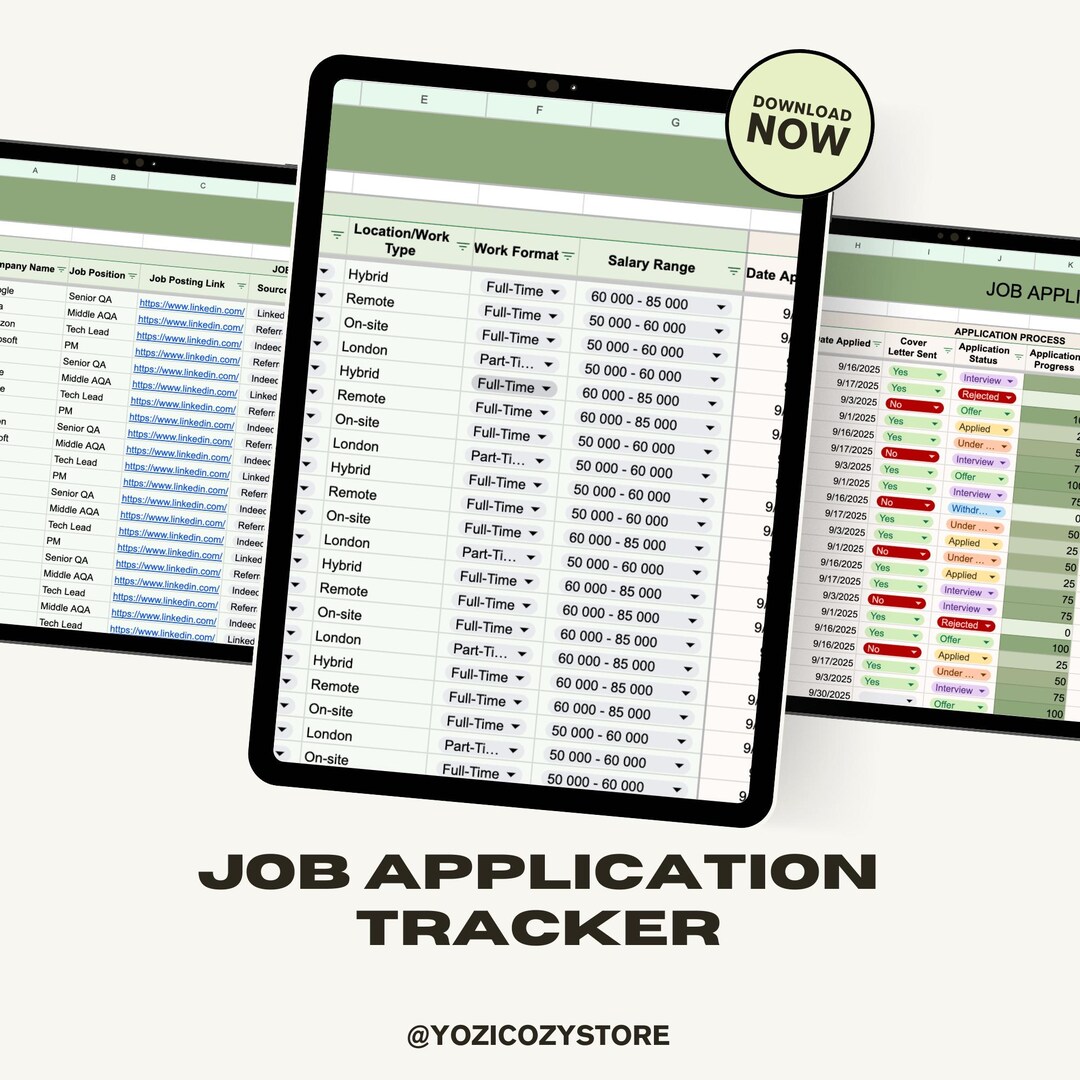 Google Spreadsheet Template for Job Application Tracking (digital ...