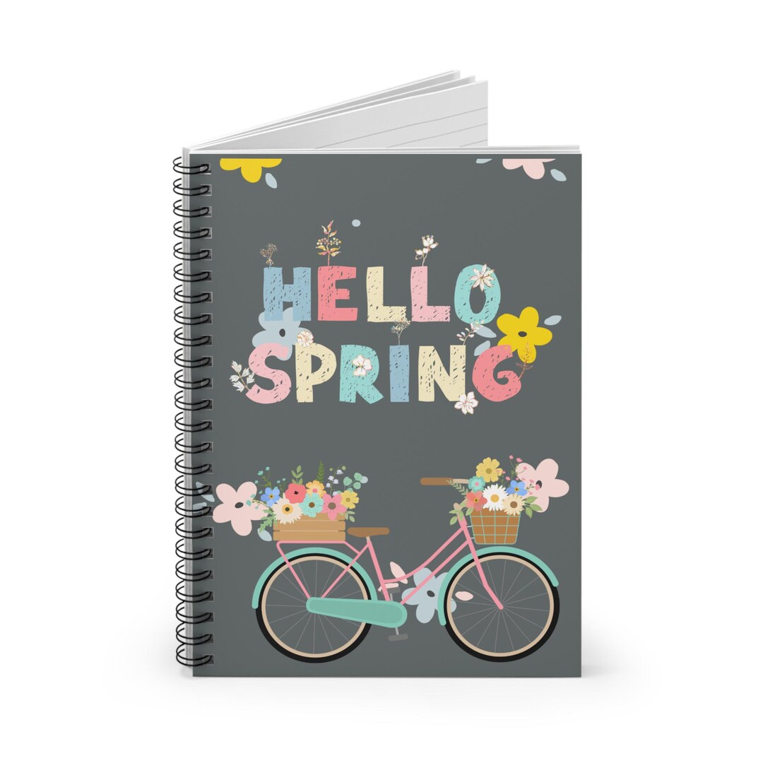 Hello Spring Spiral Notebook, Cute Floral Notepad, Lined Journal for ...