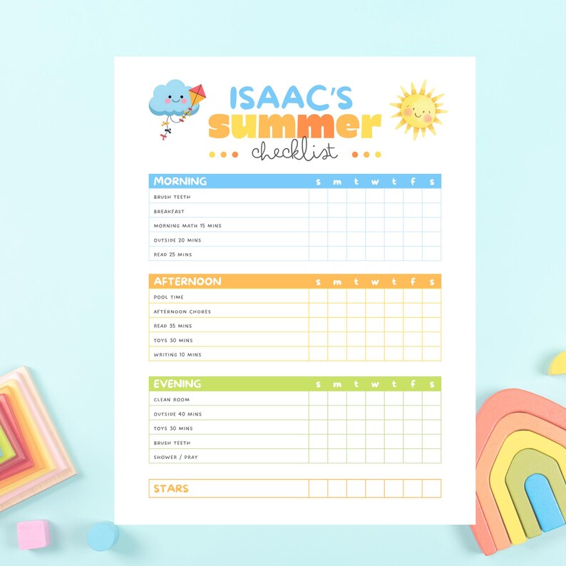 Editable Summer Chore Chart for Kids: Printable Checklist (canva ...