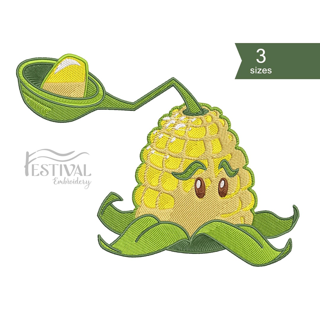 Corn Pult Embroidery Design | Plants Vs Zombies Machine File | Cute ...