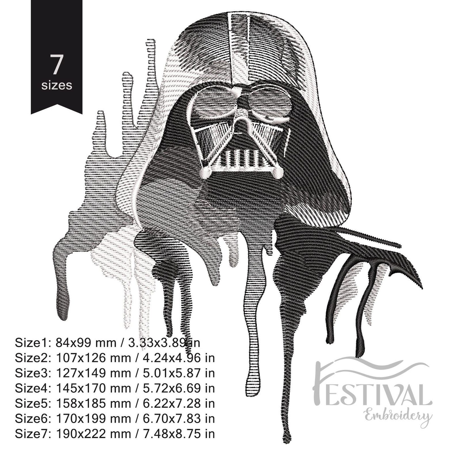 Darth Vader Watercolor Embroidery Design: Star Wars Machine File ...