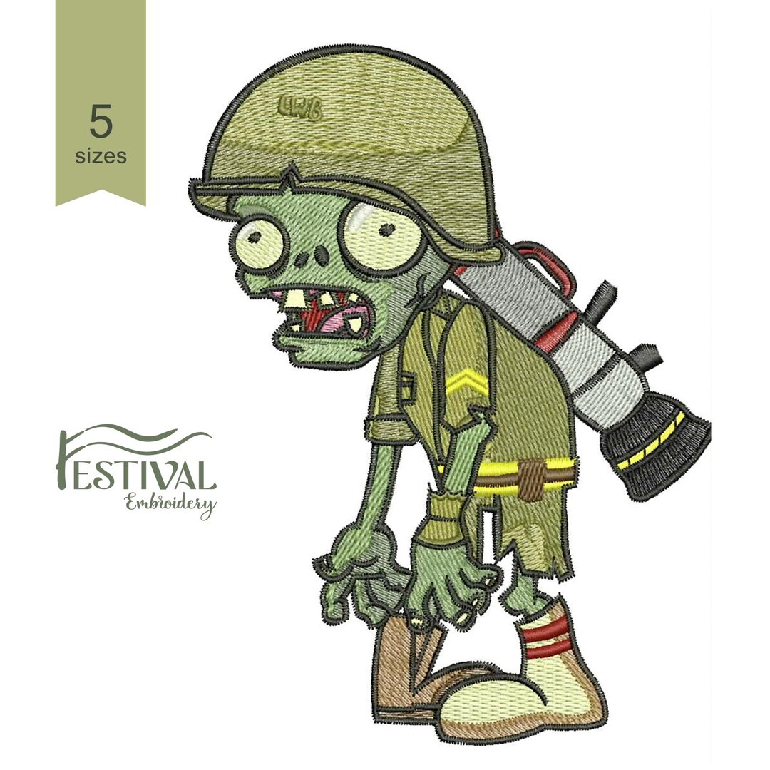 Soldier Zombie Embroidery Design | Plants Vs Zombies Machine File ...