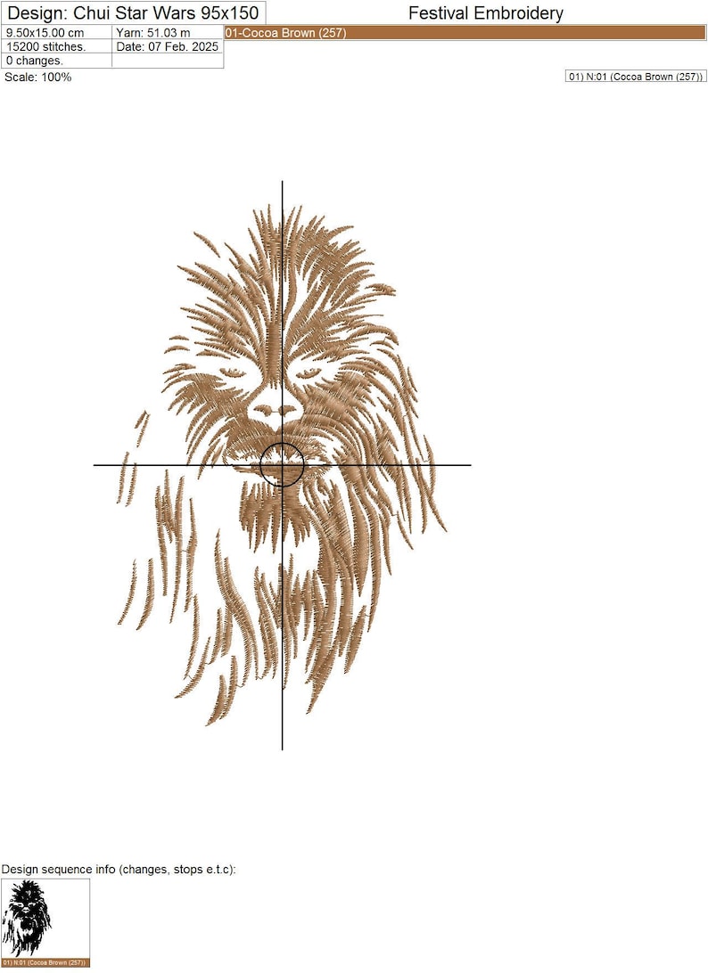 Chewbacca Embroidery Design: Wookiee Hero Stitch File. Star Wars Theme ...