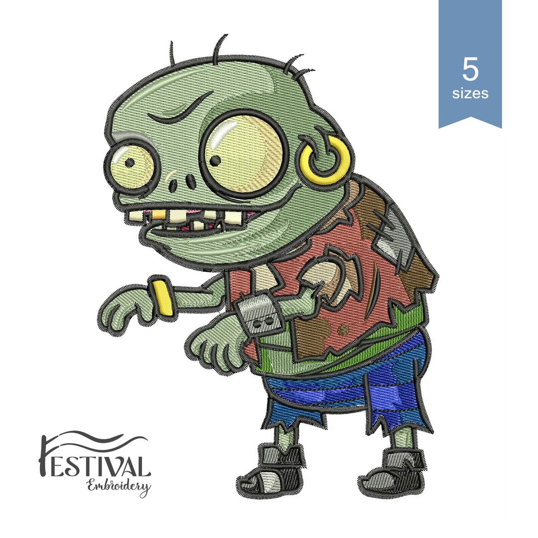 Pirate Zombie Embroidery Design | Plants Vs Zombies Machine File | Cute ...
