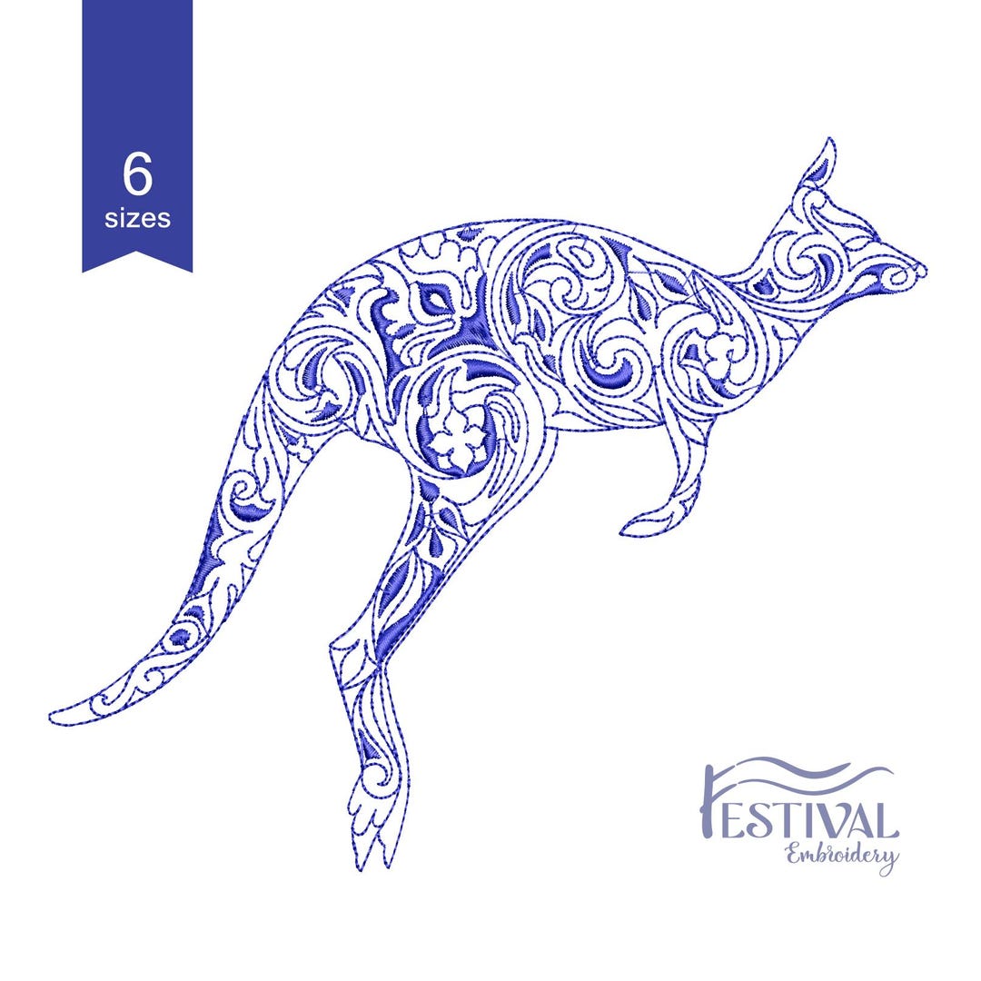 Ornate Chinoiserie Kangaroo Embroidery Design – Elegant Machine ...