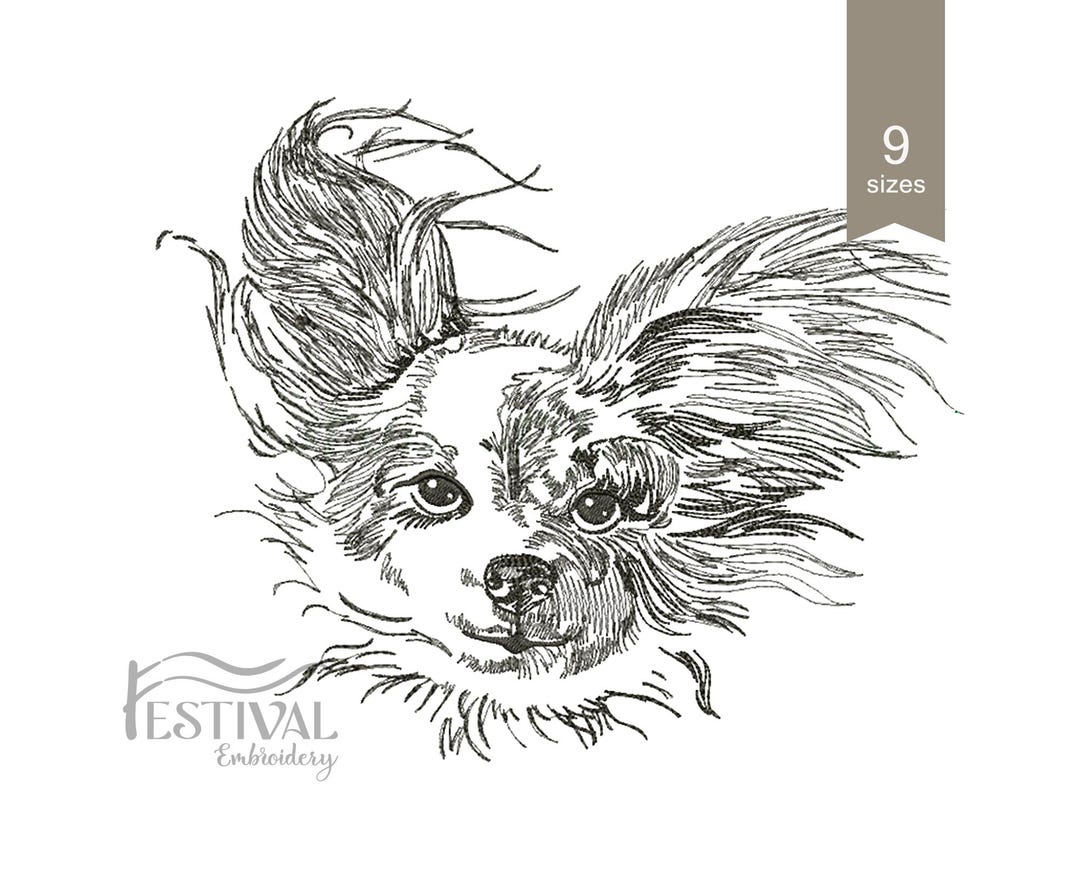 PAPILLON DOG Machine Embroidery Design. Butterfly Dog. Dog Pattern. 5 ...