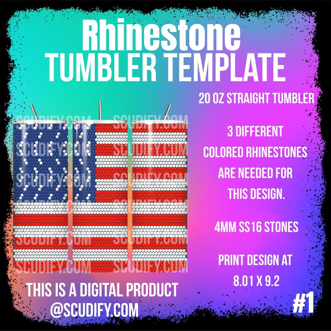 Rhinestone Tumbler Template Digital Download | 20oz Tumbler Sublimation ...