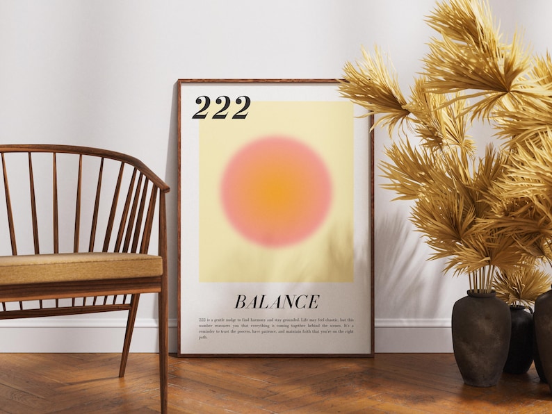 222 Angel Number Print – Harmonious Wall Art, Spiritual Reminder Poster ...